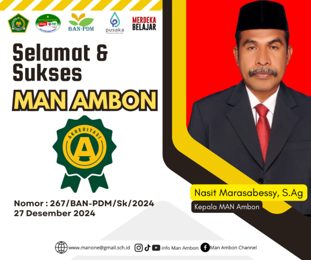 Madrasah Aliyah Negeri 1 Ambon - Hasil Akreditasi MAN Ambon Tahun 2024
